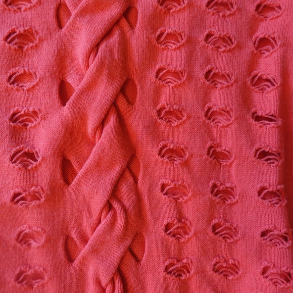 Rock & Republic | Sweaters | Bright Coral Tear Pattern Cropped Sweater ...